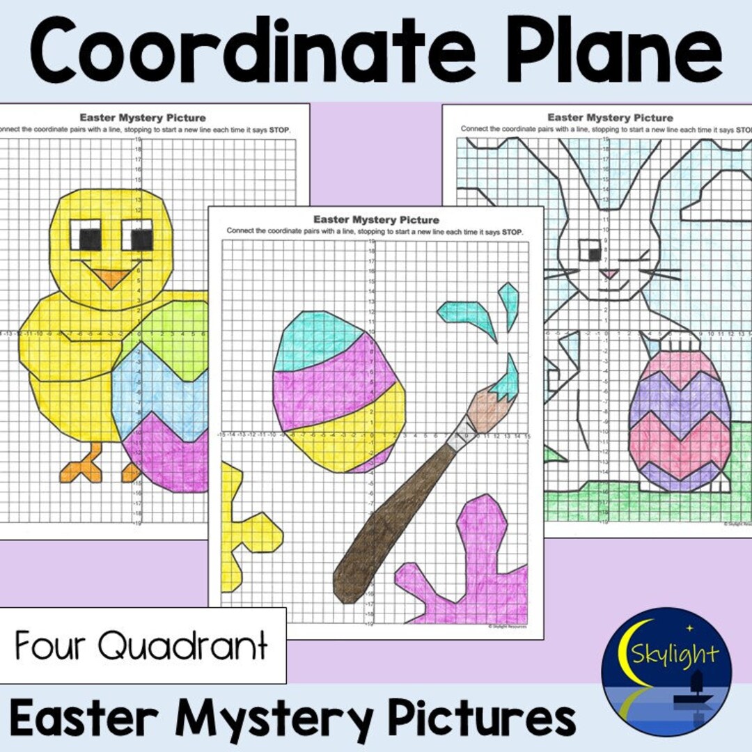 Easter Coordinate Plane Mystery Graphing Pictures 4-quadrant Math ...