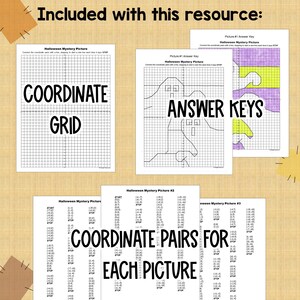Halloween Four Quadrant Coordinate Plane Graphing Mystery Pictures Math ...