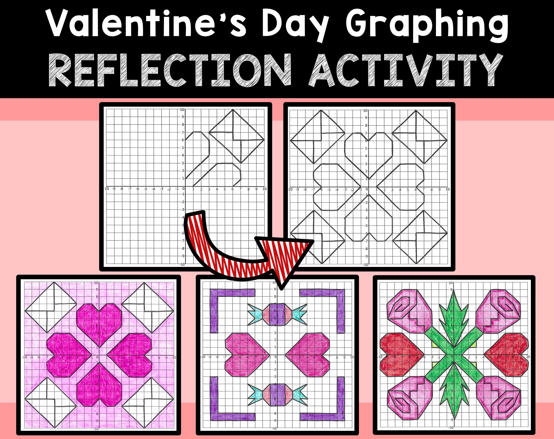 Valentine's Day Symmetry Reflection Coordinate Plane Mystery Math ...