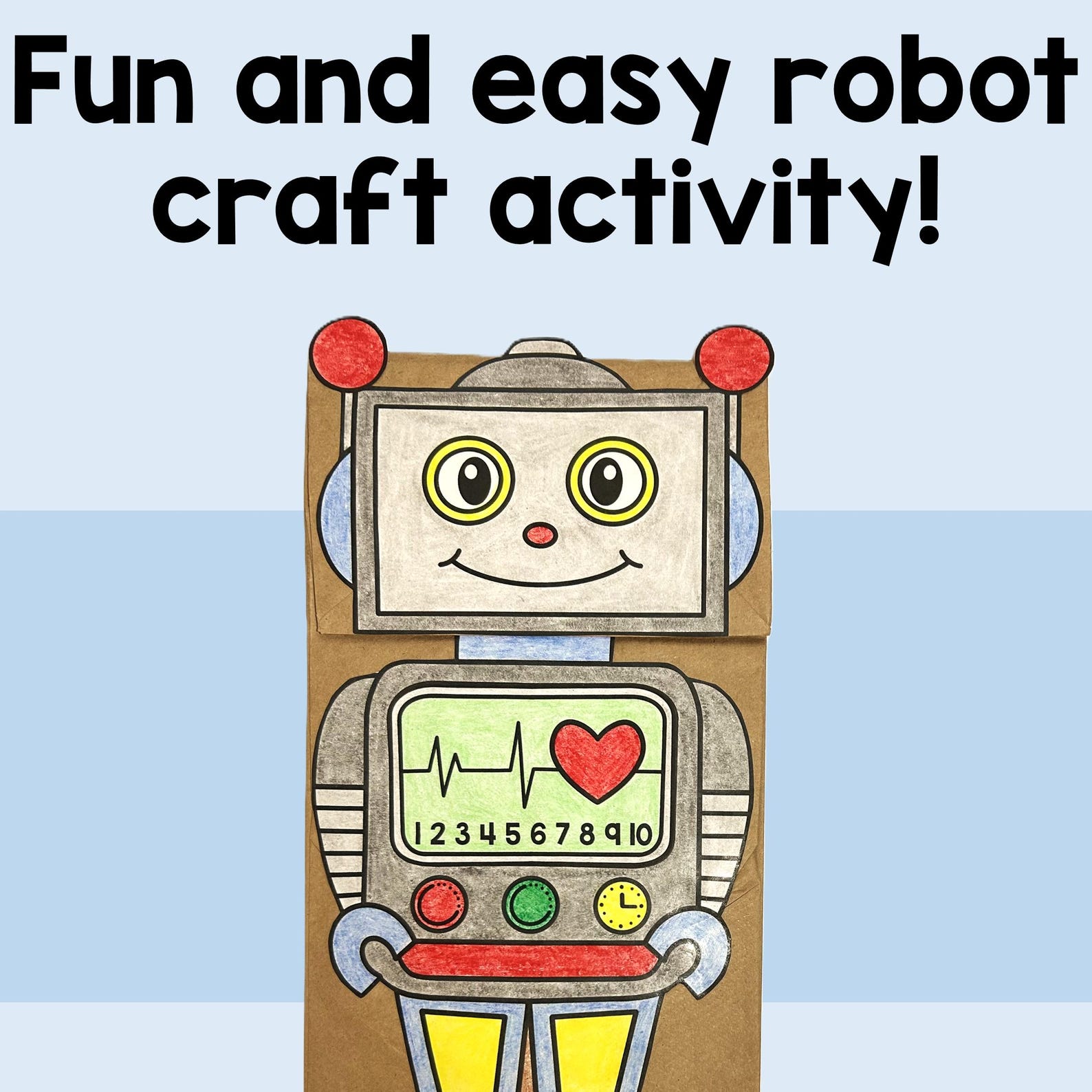 Robot Paper Bag Puppet Fun Craft Activity for Kids - Etsy