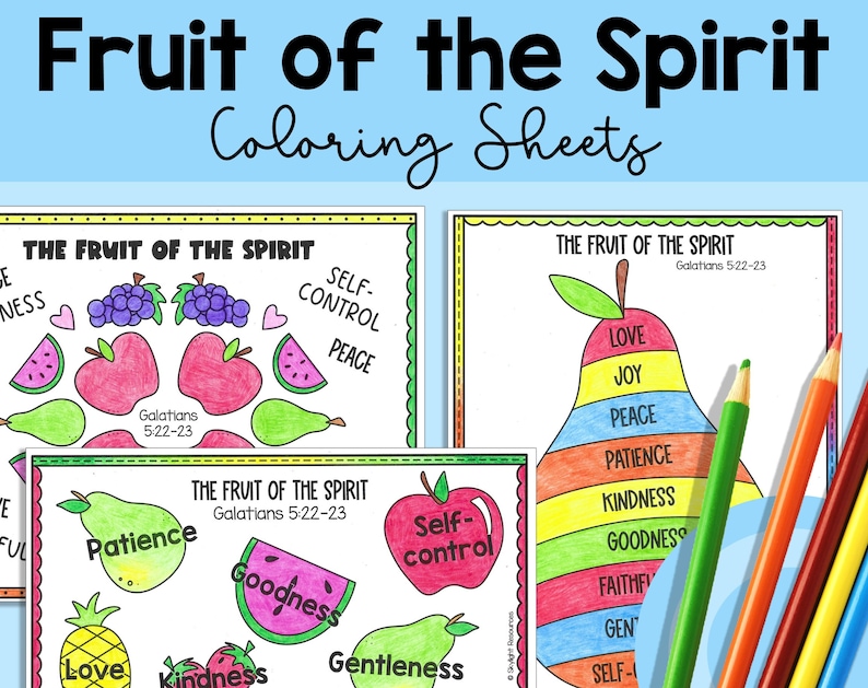 Fruit of the Spirit Bible Verse Coloring Sheets Christian Kids Coloring ...