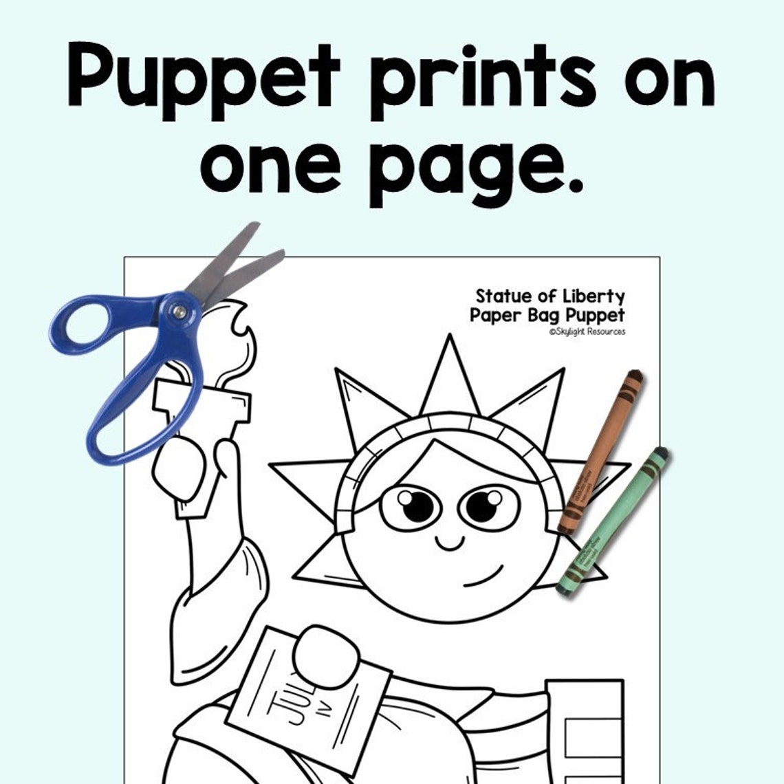 Statue of Liberty Paper Bag Puppet Craft Activity for Kids - Etsy