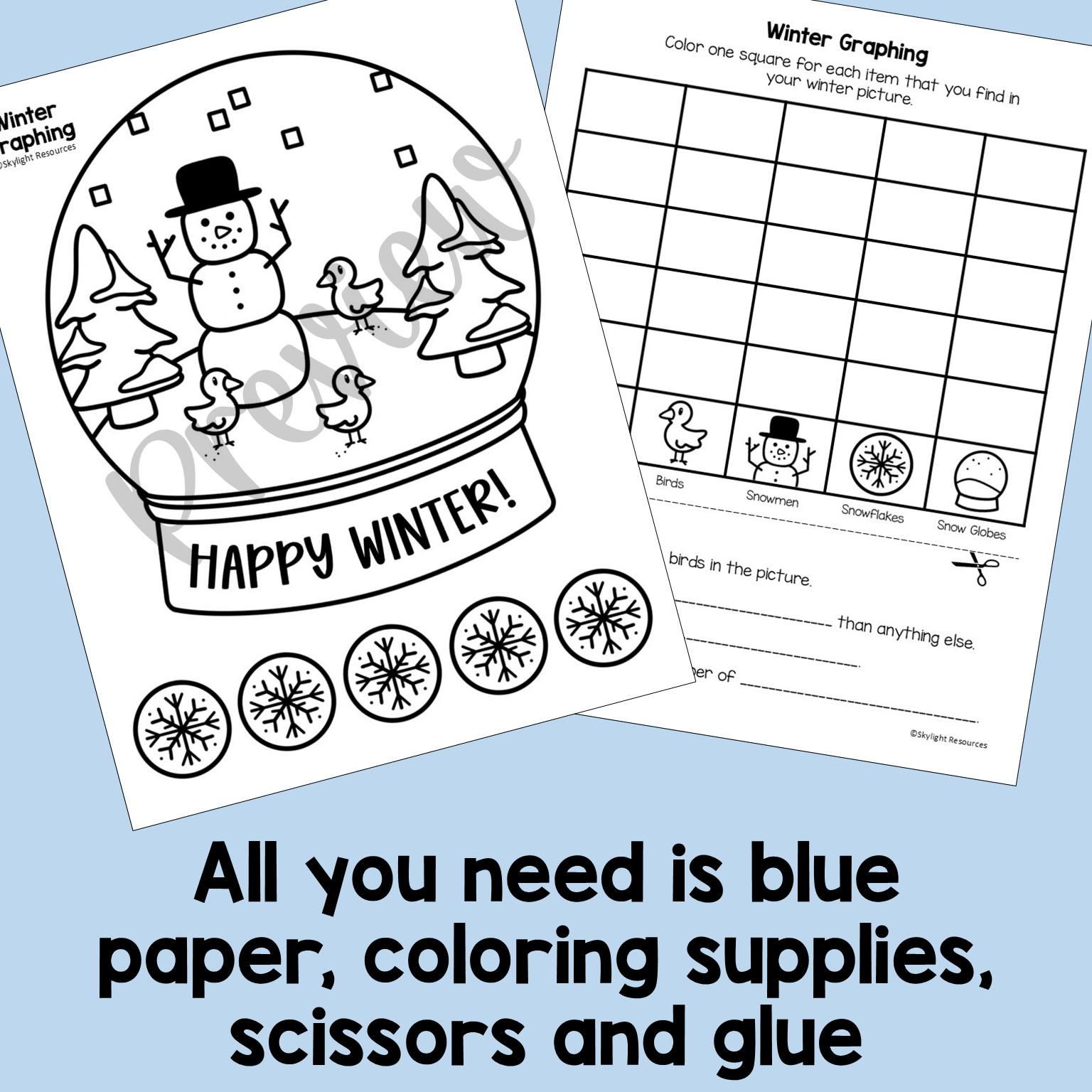 Winter Graphing | Fun Snowman Scene Math Craft Activity for Kids - Etsy