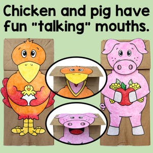 Farm Crafts | Paper Bag Puppets and Barn Writing Craft Activity for ...