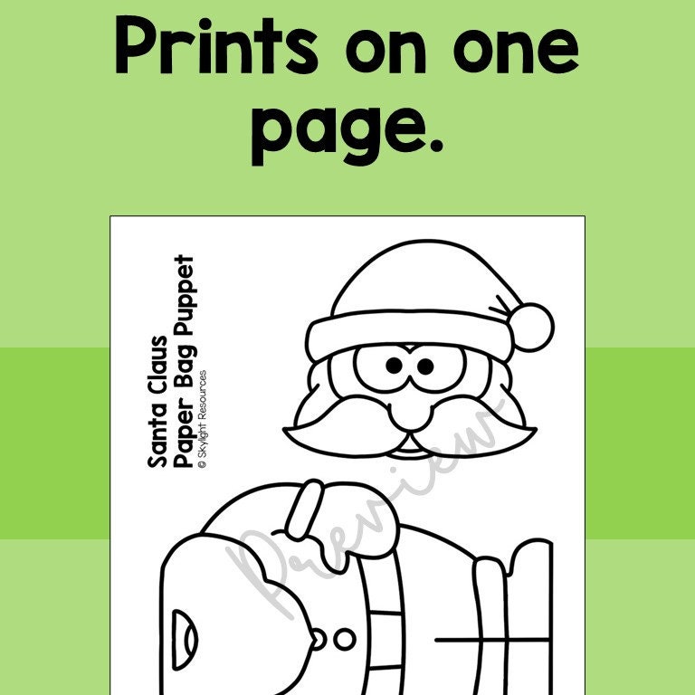 Santa Claus Paper Bag Puppet Christmas Craft Activity Great for the ...