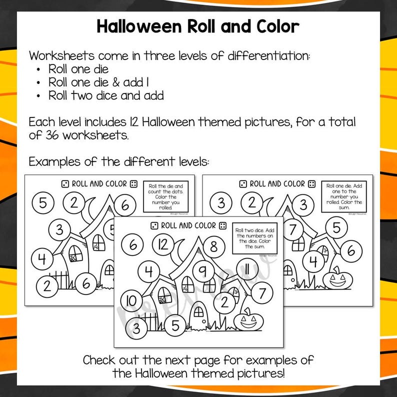 Roll and Color | Halloween Themed Math | Number Recognition, Counting ...