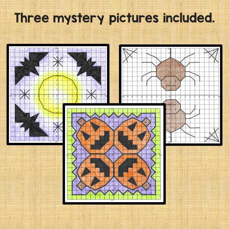 Halloween Symmetry and Reflection Coordinate Plane Mystery Graphing ...