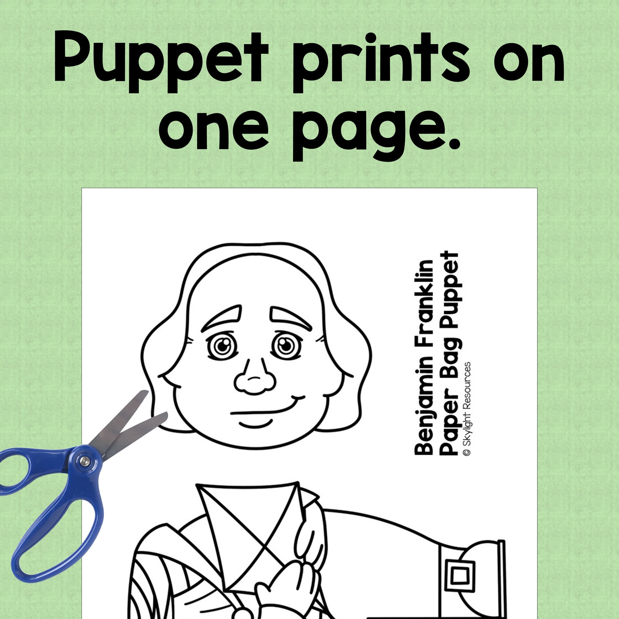 Benjamin Franklin History Craft | Paper Bag Puppet Kids' Activity - Etsy
