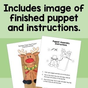 Santa's Reindeer Christmas Paper Bag Puppet Craft Activity for Kids - Etsy