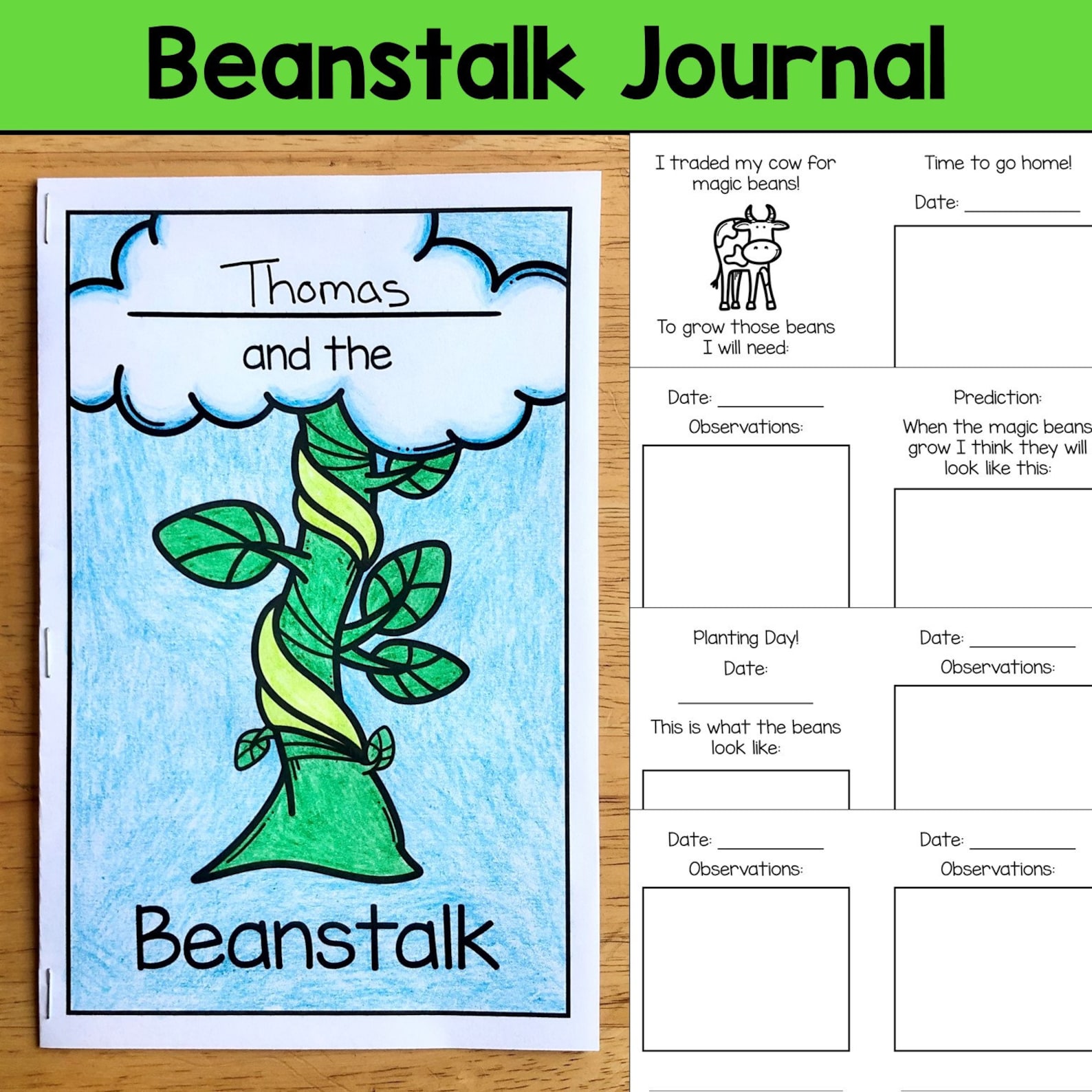 Jack and the Beanstalk Bean Growing Sprout House and Journal Activities ...