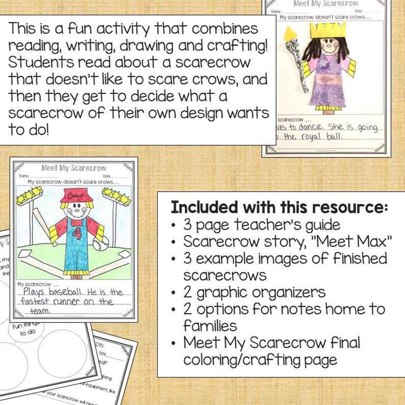 Meet My Scarecrow FALL Reading, Writing, Drawing and Craft Activity for ...