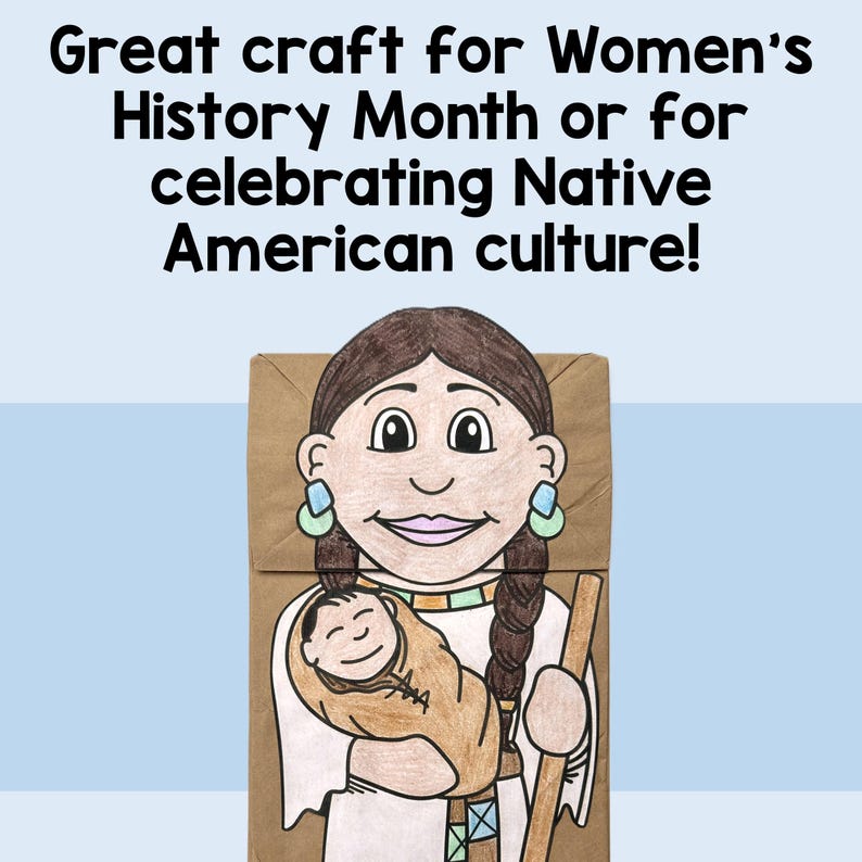 Sacagawea Paper Bag Puppet for Women's History Month or Native American ...