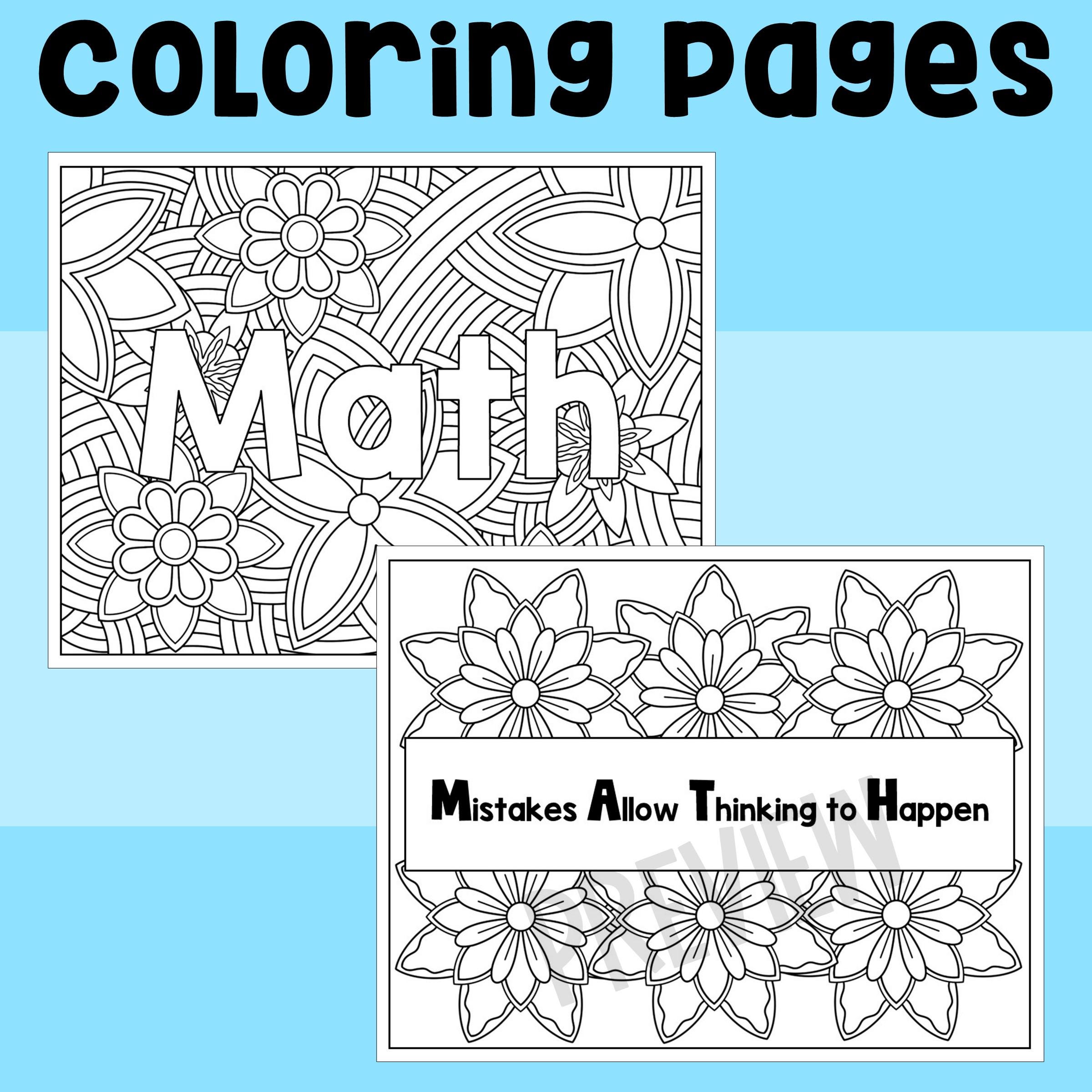 Math Coloring Pages: Fun Art Activity for Students (digital Download ...
