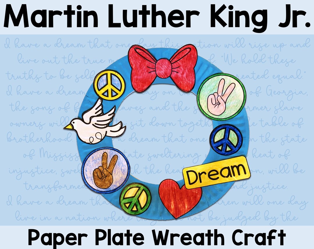 Martin Luther King Jr. Paper Plate Wreath Craft Activity - Etsy