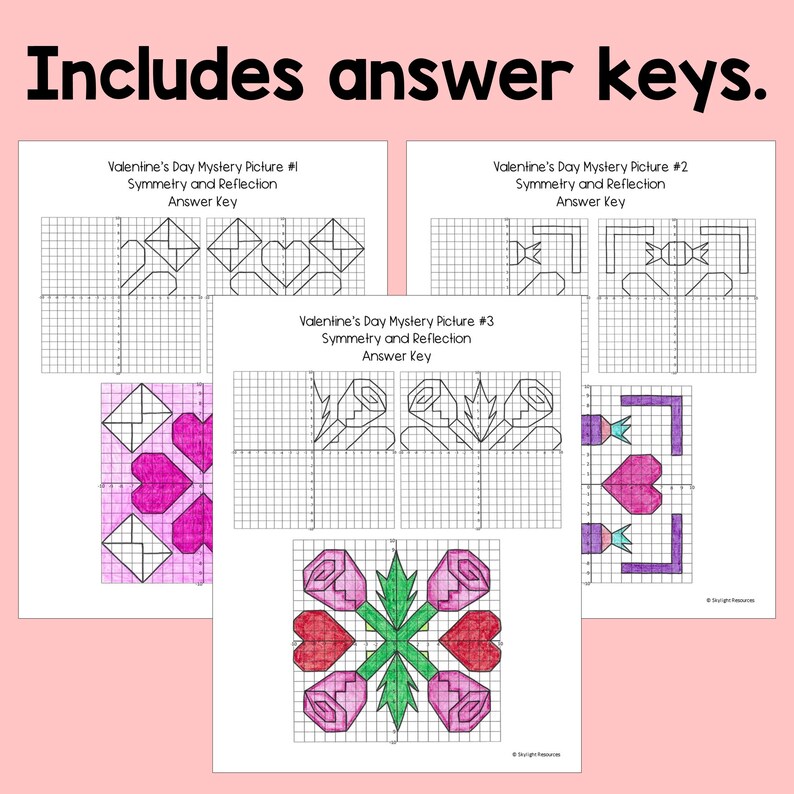Valentine's Day Symmetry Reflection Coordinate Plane Mystery Math ...