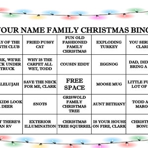 Christmas Vacation Personalized Bingo, Printable Christmas Movie Custom ...