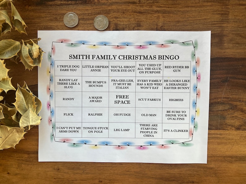 Christmas Story Personalized Bingo, Printable Christmas Movie Custom ...