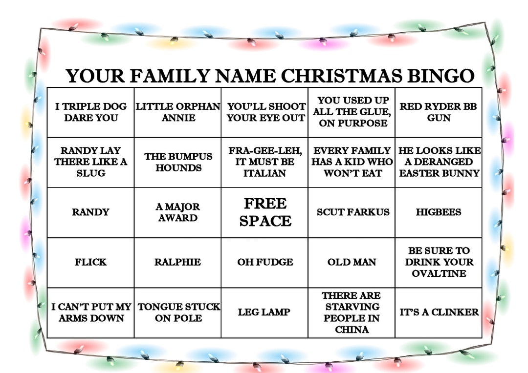 Christmas Story Personalized Bingo, Printable Christmas Movie Custom ...