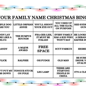 Christmas Story Personalized Bingo, Printable Christmas Movie Custom ...