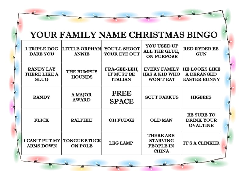 Christmas Story Personalized Bingo, Printable Christmas Movie Custom ...