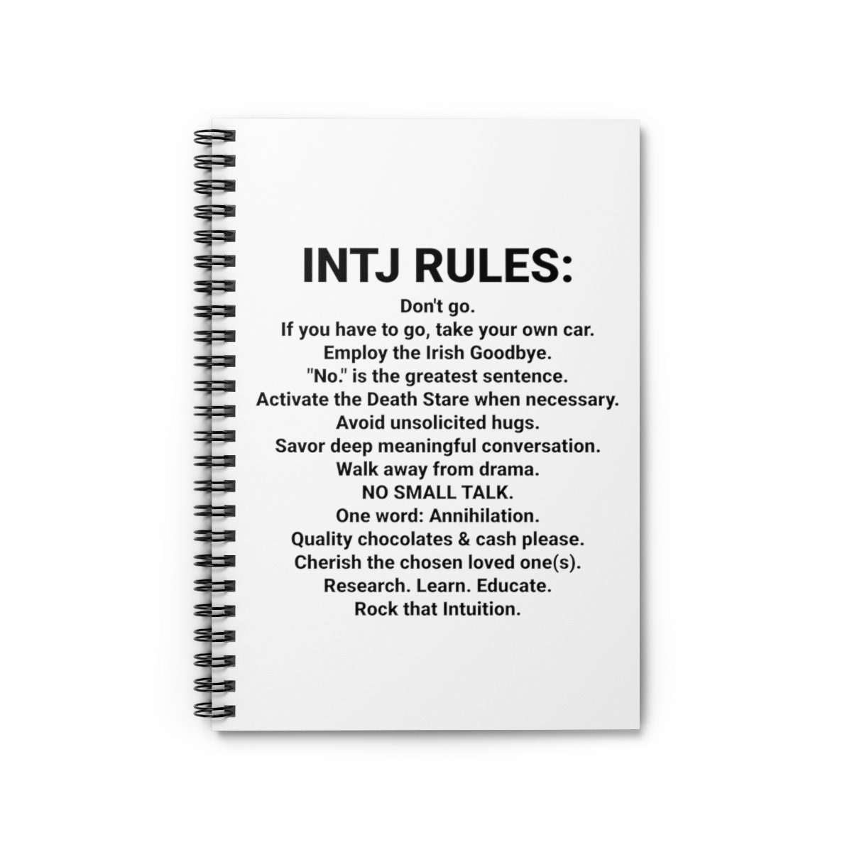 INTJ RULES Spiral Notebook Ruled Line - Etsy