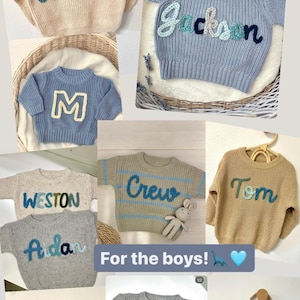 Custom Hand Embroidered Baby Name Sweater: Toddler Name Knit ...