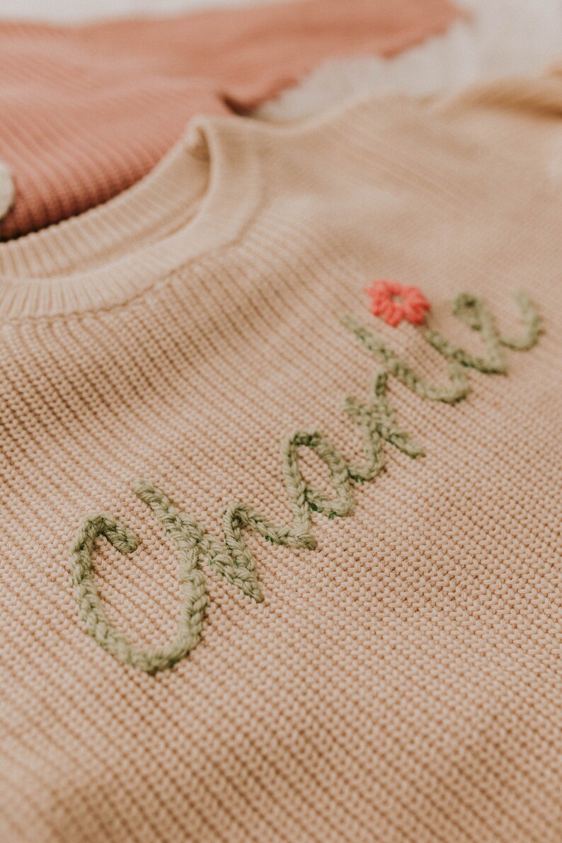 Custom Hand Embroidered Toddler and Baby Name Sweater - Etsy