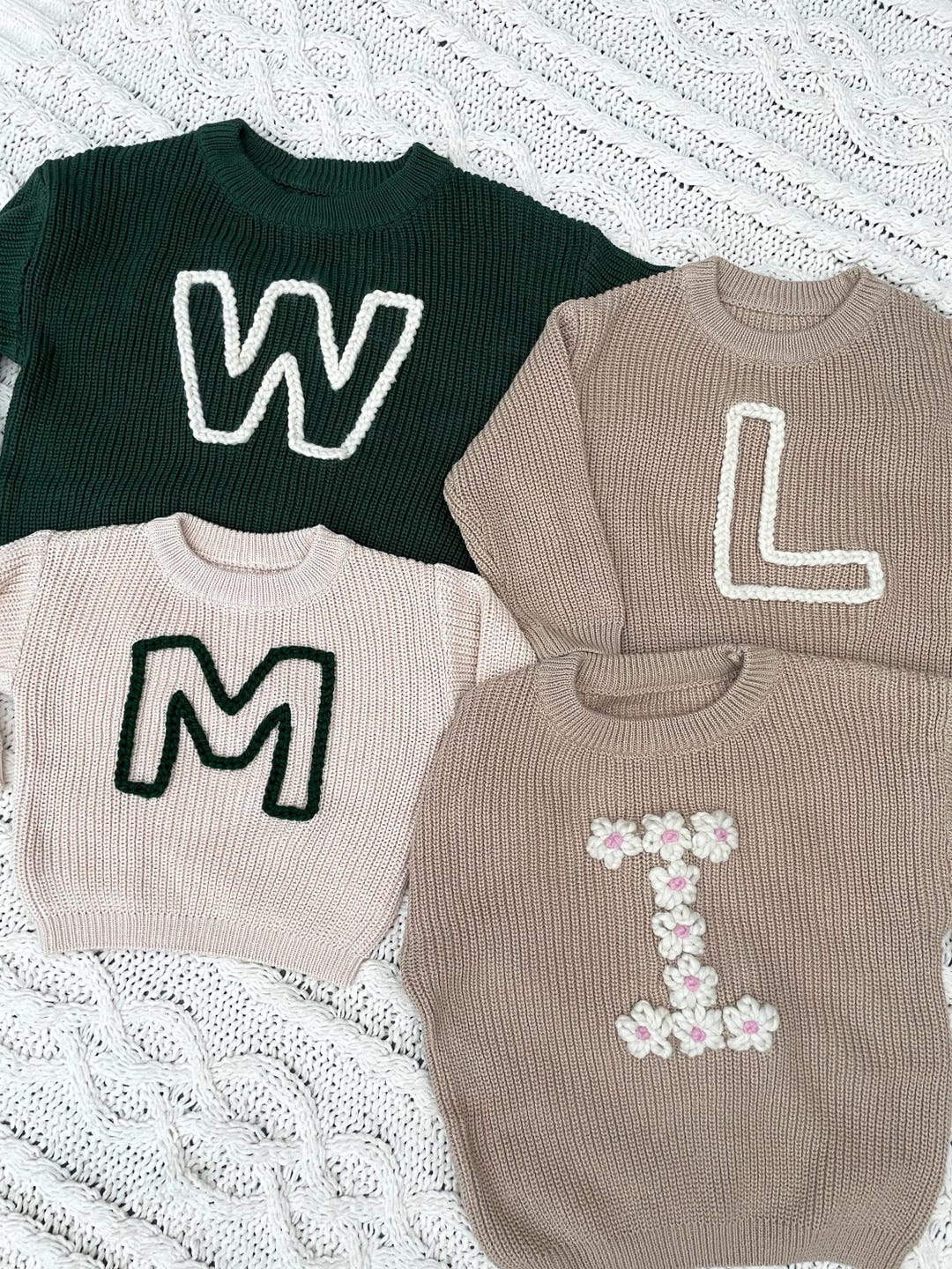 Custom Hand Embroidered Toddler and Baby Initial Sweater Kids Initial ...