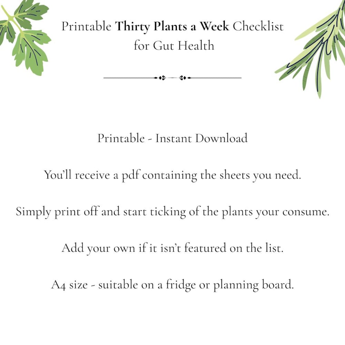 Gut Health Plant Tracker – 30 Plants a Week Checklist (PDF Download ...