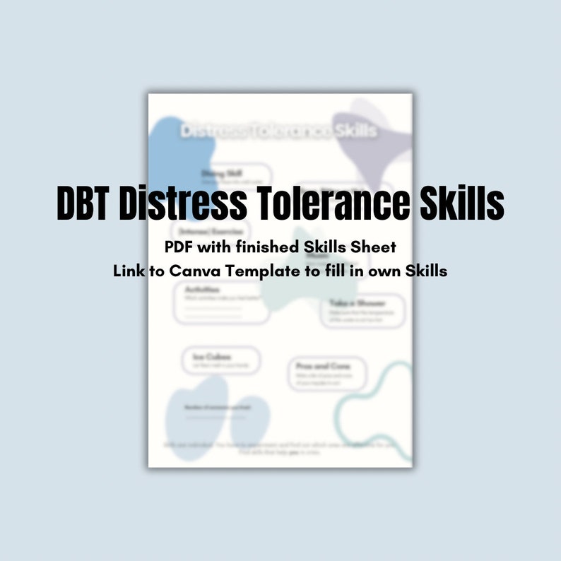 DBT Distress Tolerance Skills Worksheet 50% of Earnings Donated to ...