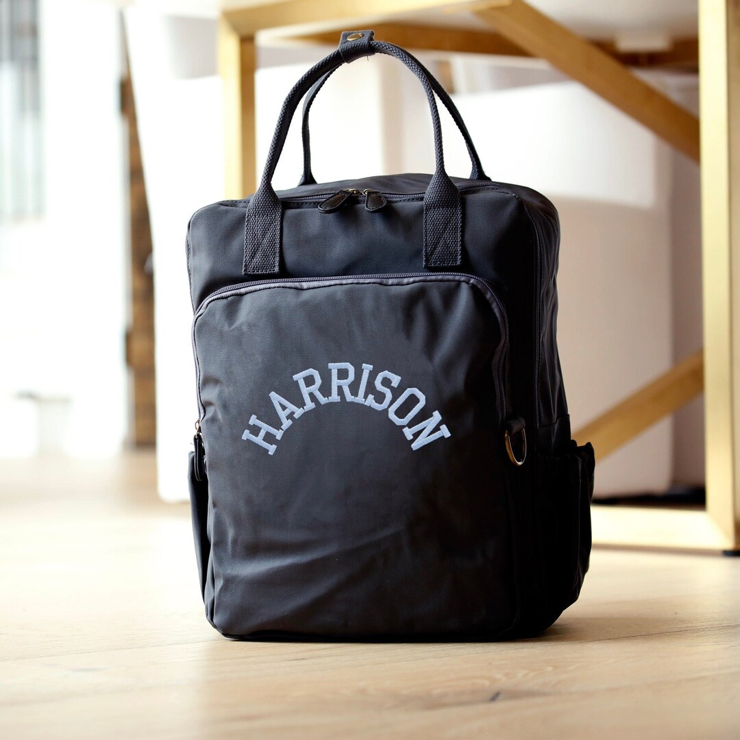Embroidered Name Backpack: Personalized Cotton Canvas, Large Size - Etsy