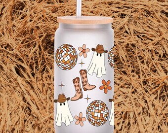 16 Oz. Discoball Cowboy Hat Boots Floral Ghost Halloween Summerween ...