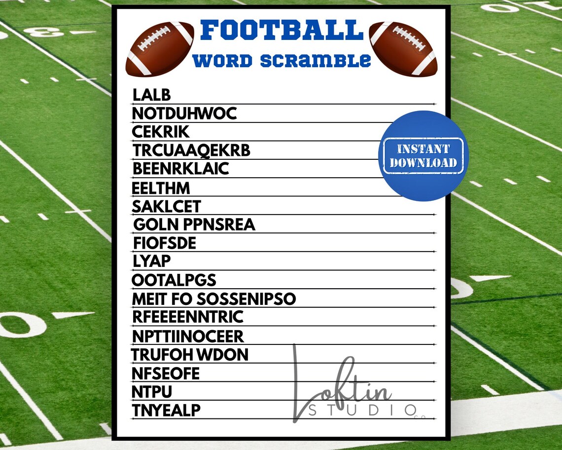 Football Word Scramble Game Printable, Super Bowl Party Fun, Sports ...