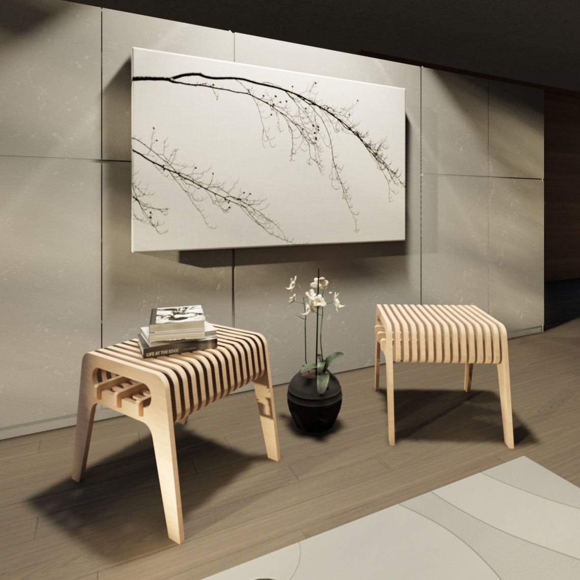 Parametric Furniture Parametric Stool Dxf Dvg Parametric - Etsy