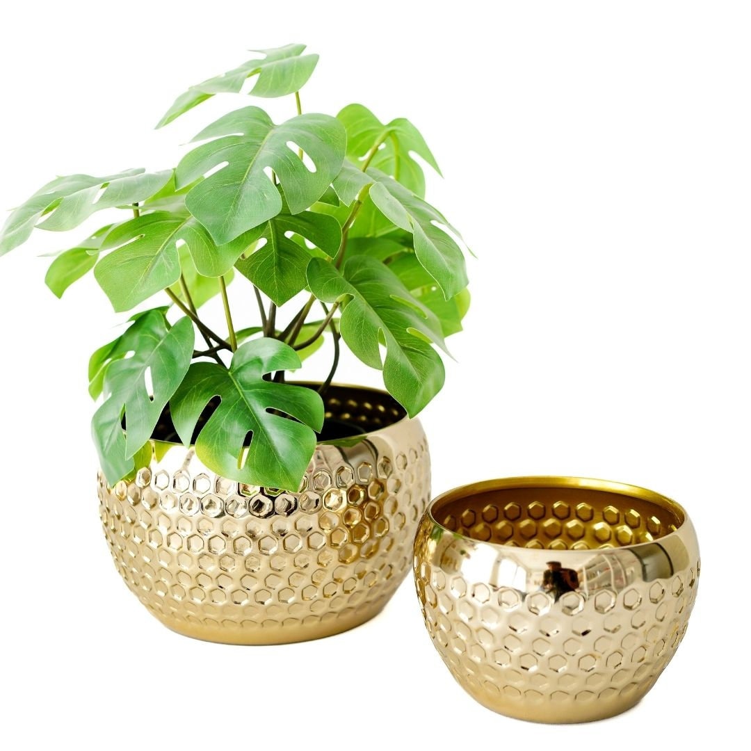 Metal Honeycomb Golden Mini Table Top Planter for Home Decoration Plant ...