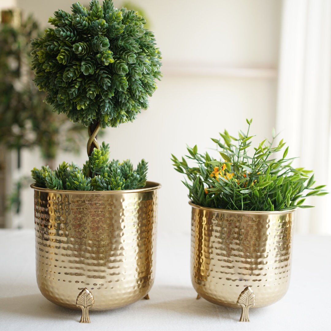 Hammered Gold Metal Planter for Home Decor | Decoratives for Indoor ...