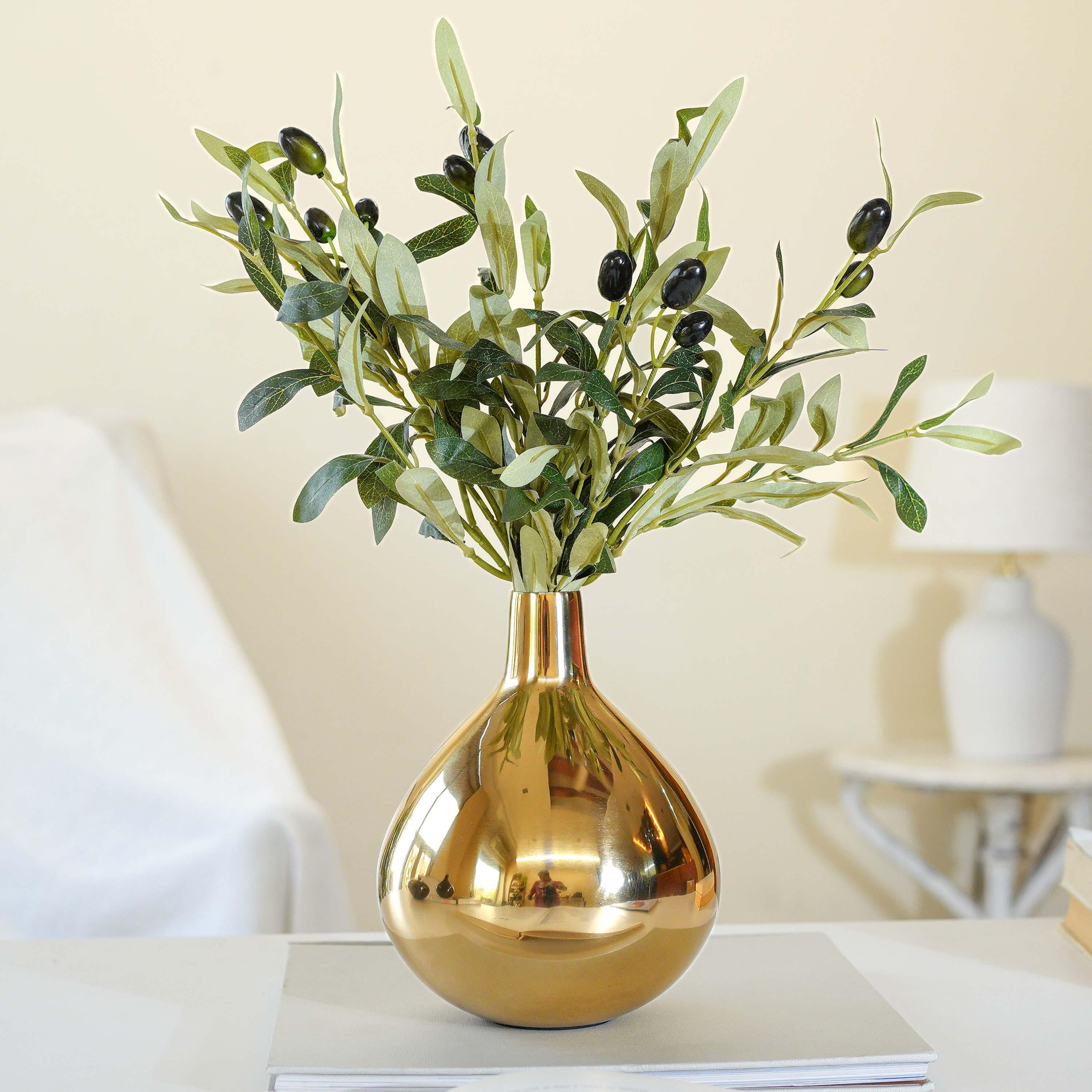 Behoma Gold/white Metal Vase for Home Decor, Decorative for Indoor ...