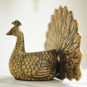 Metal Peacock Statue Sculpture, Antique Brass Finish Peacock, Home ...