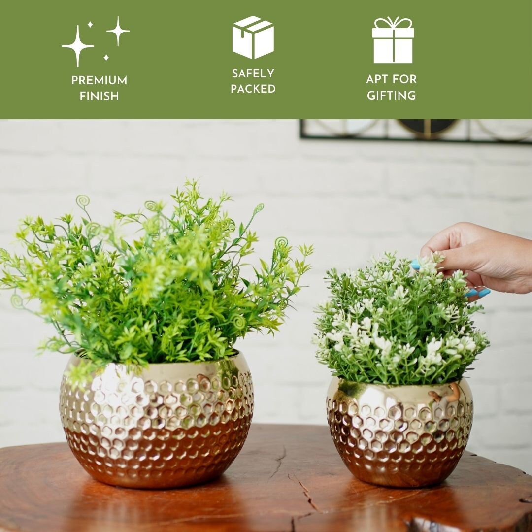 Metal Honeycomb Golden Mini Table Top Planter for Home Decoration Plant ...