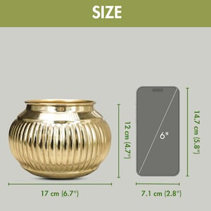 Golden Metal Matki Planter for Home Decor | Decorative Plant Pot for ...