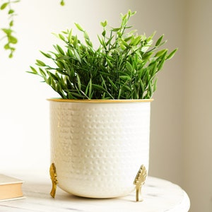 Hammered Gold Metal Planter for Home Decor | Decorative for Indoor ...