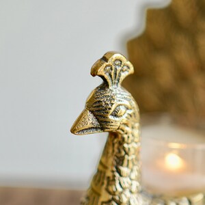 Metal Peacock Statue Sculpture, Antique Brass Finish Peacock, Home ...