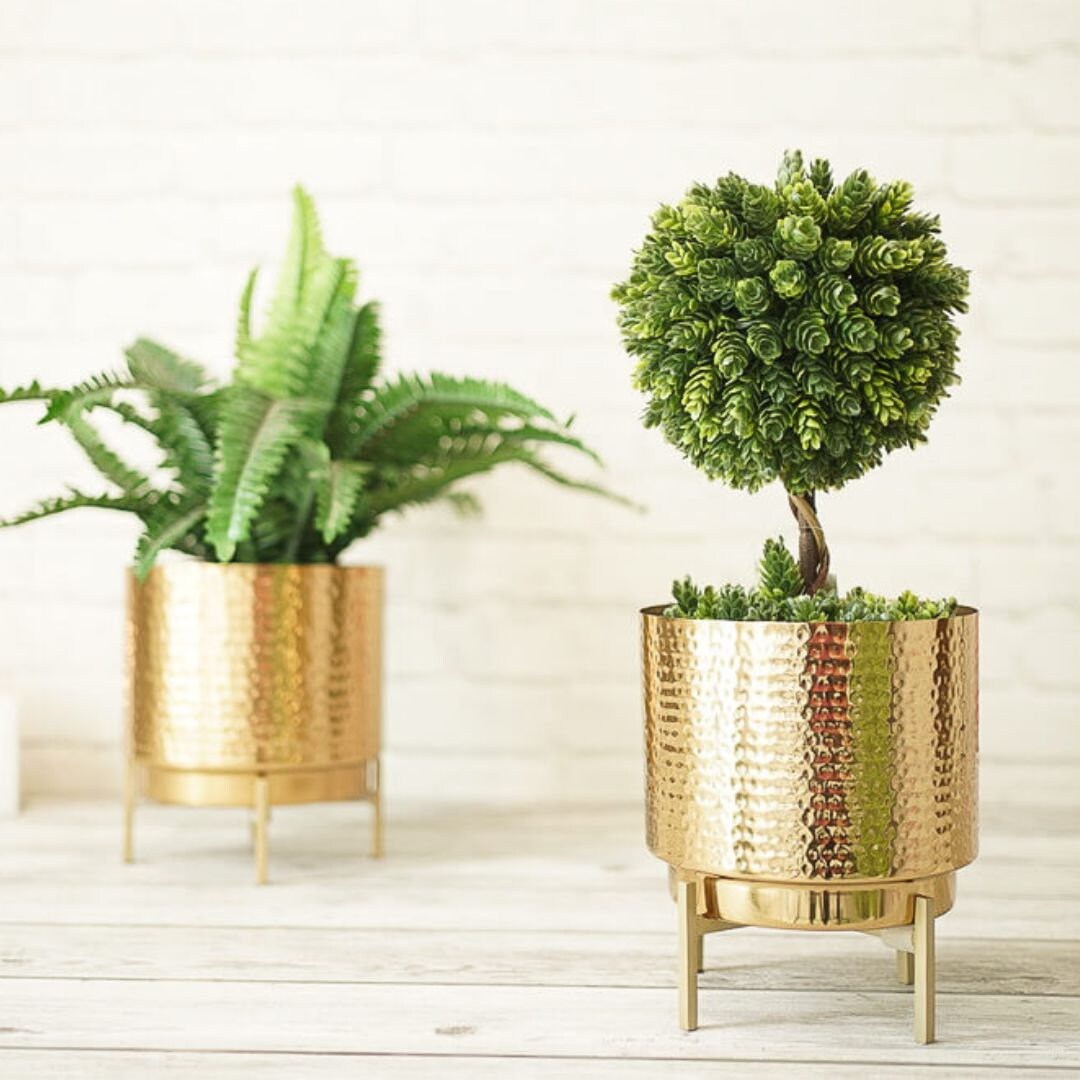 Hand Hammered Gold Metal Planter for Home Decor Decorative Plant Pot ...