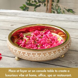 Traditional Indian Bowl, Decorative Tray, Handcrafted Wooden Tray, Gold ...
