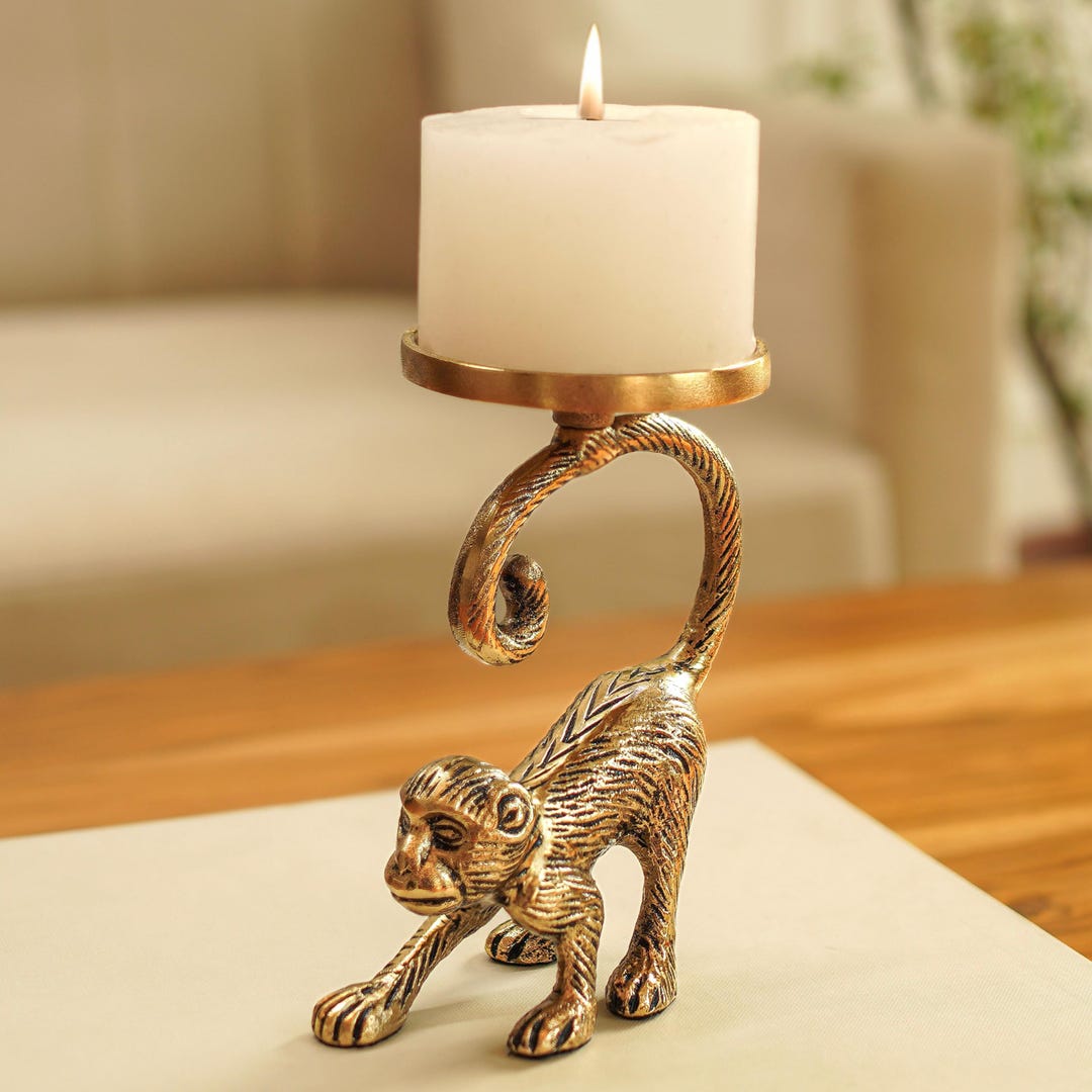 Monkey Figurine, Monkey Candle Holders, Monkey Statue, Monkey Showpiece ...