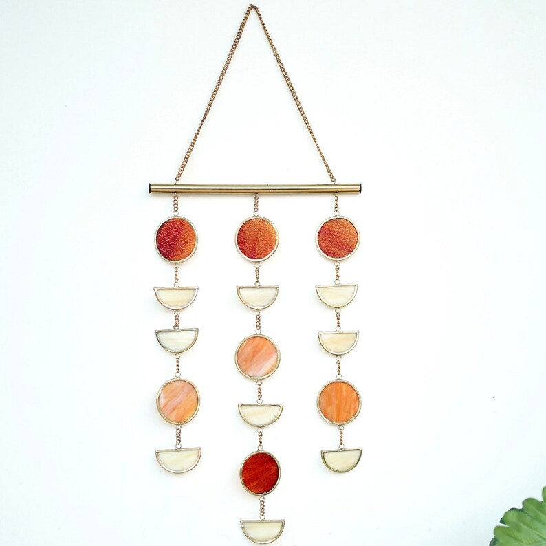 Moon Phases Metal Frame With Multicolour Stained Glass Hanging for Home ...