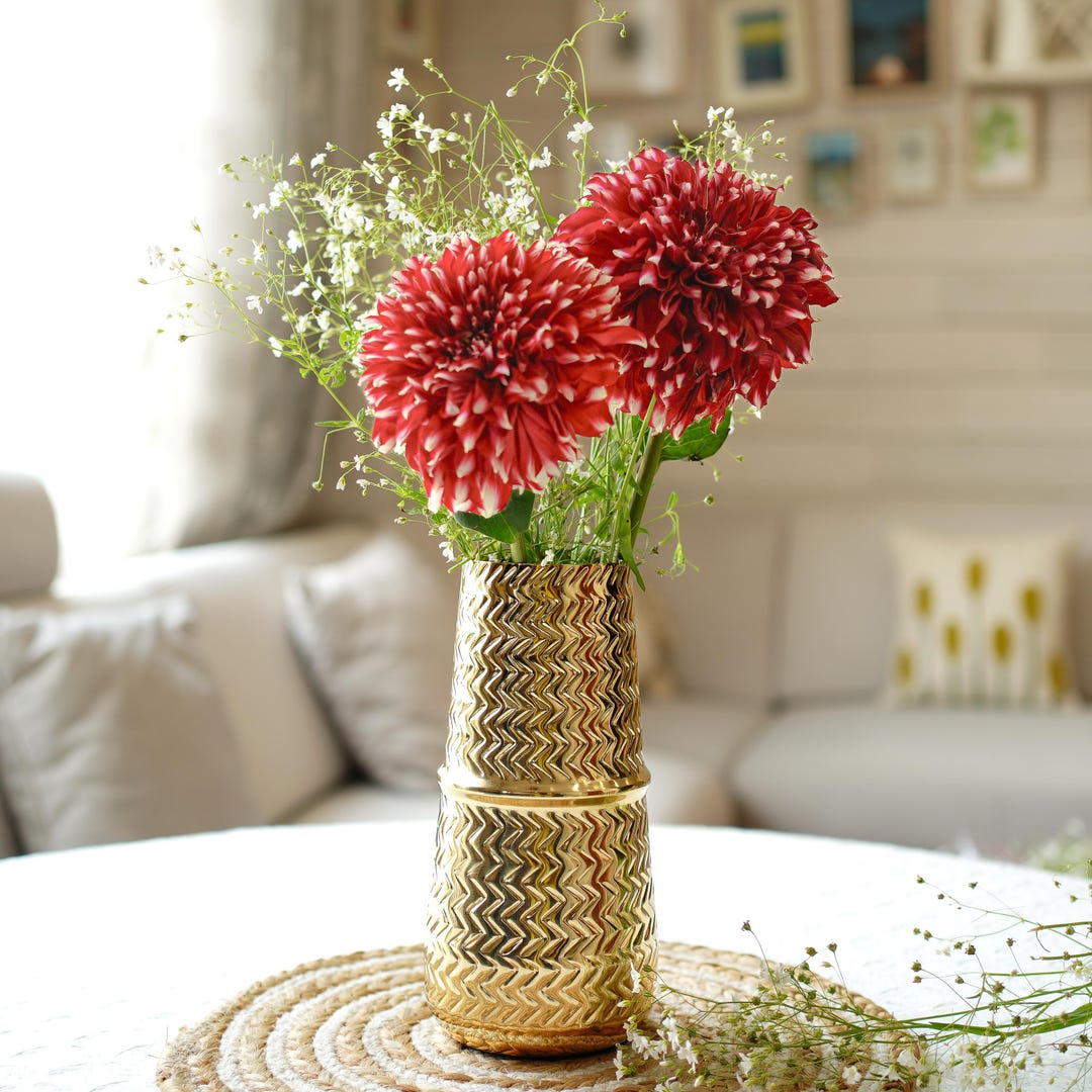 Hand-crafted Flower Vase for Modern Home Decor, Decorative Metal Vase ...
