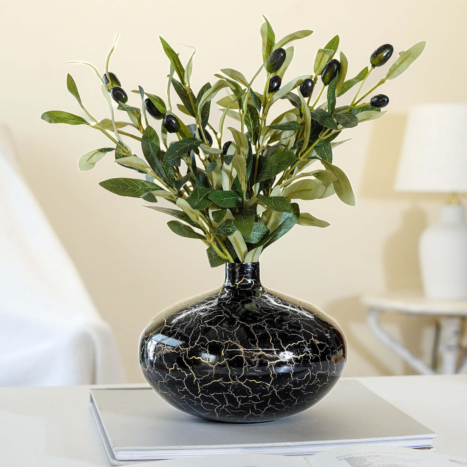 Behoma Gold/white Metal Vase for Home Decor, Decorative for Indoor ...