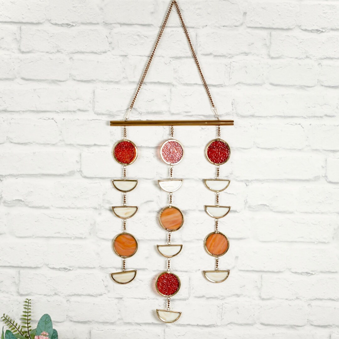 Moon Phases Metal Frame With Multicolour Stained Glass Hanging for Home ...