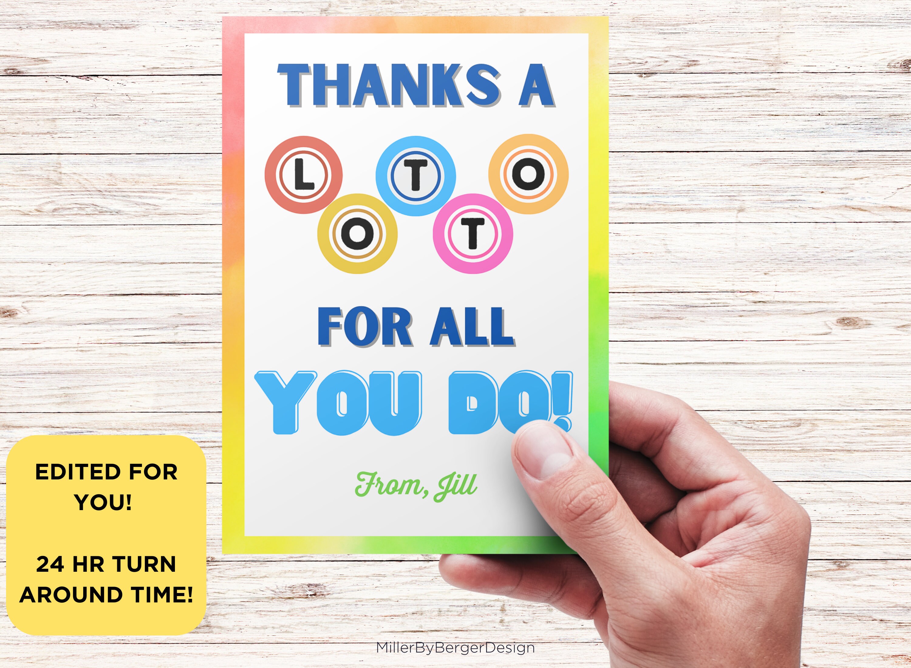 Thanks a Lotto Thank You Card Printable - Etsy